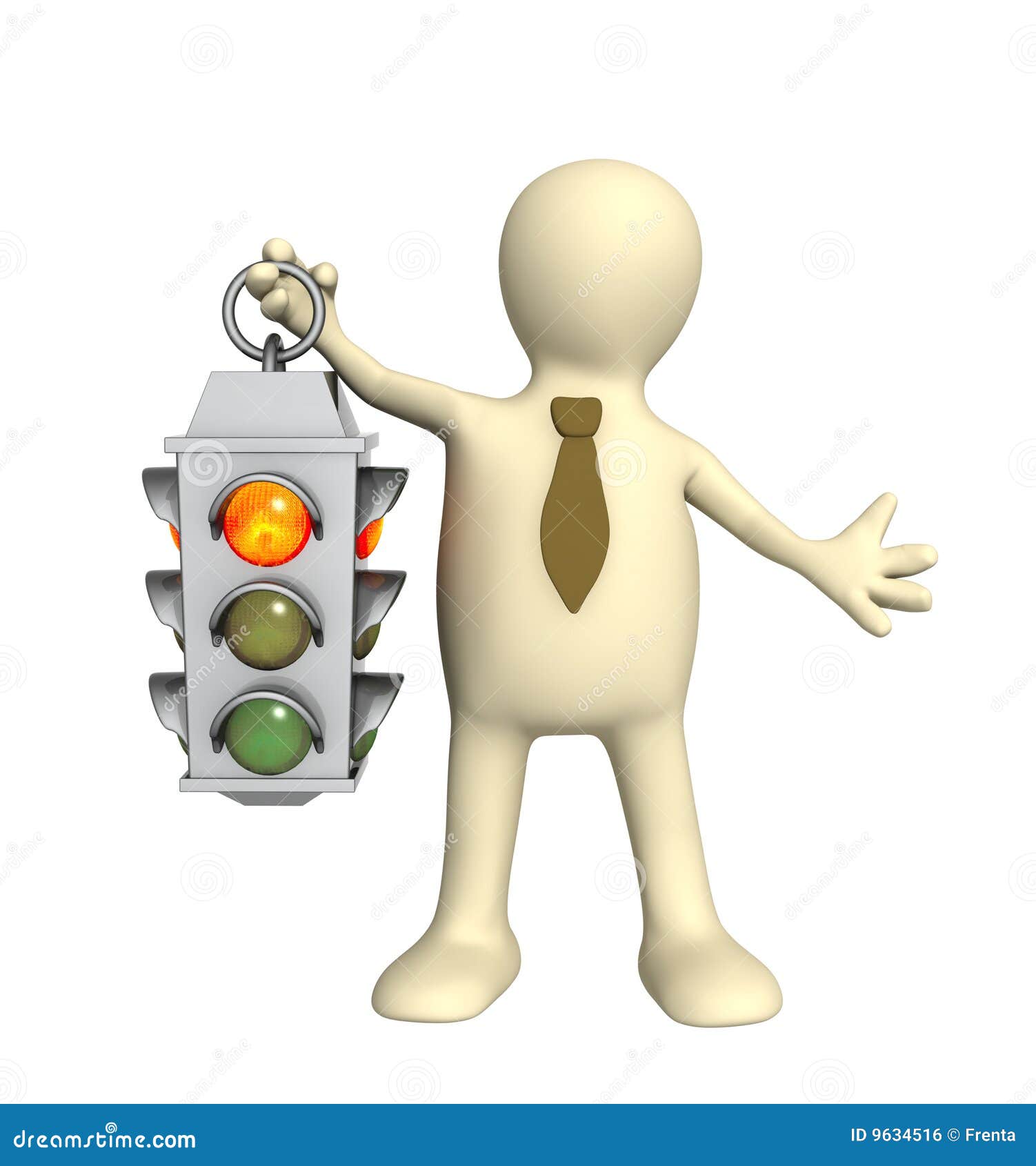 3d Puppet - Businessman with Traffic-light Stock Illustration ...