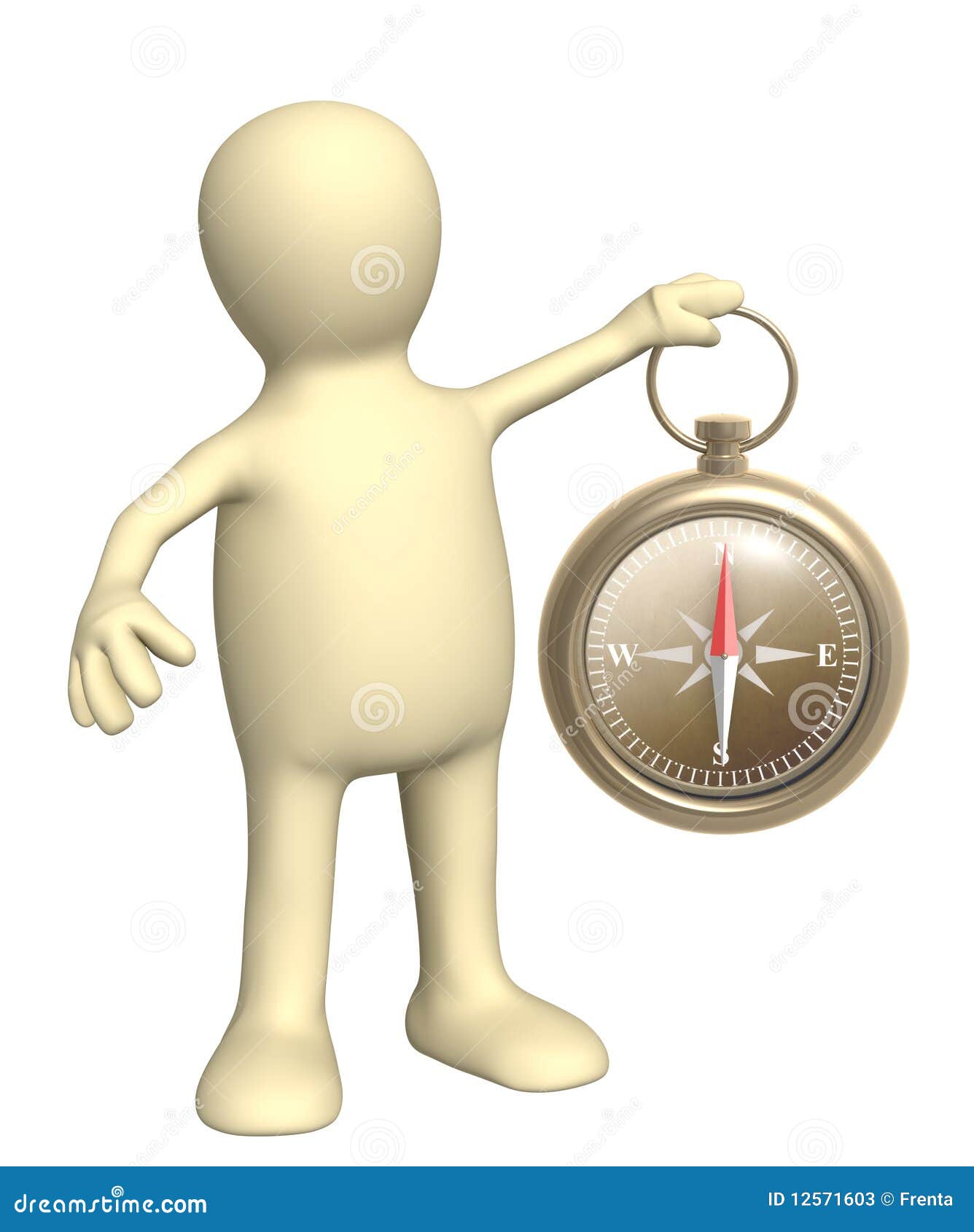 3d puppet with a compass stock illustration. Illustration of arrow ...