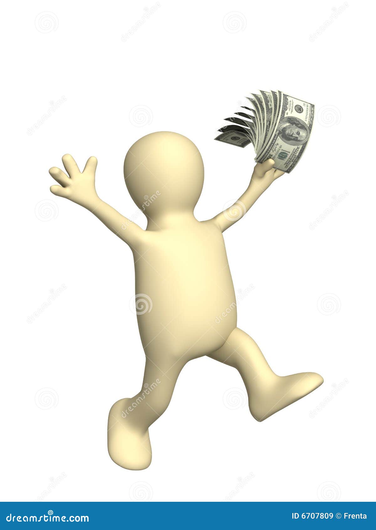 3d Puppet with Dollars in a Hand Stock Illustration - Illustration of ...