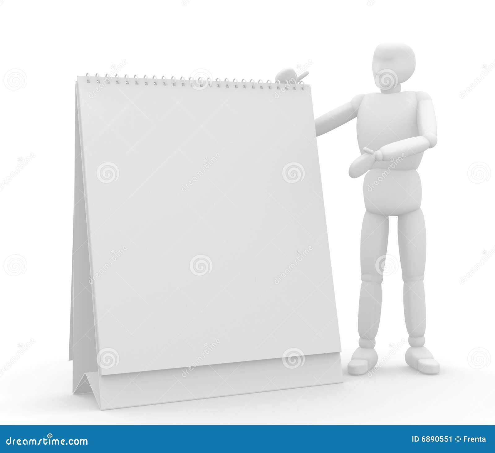 3d Puppet with Empty Calendar in Hands Stock Illustration ...