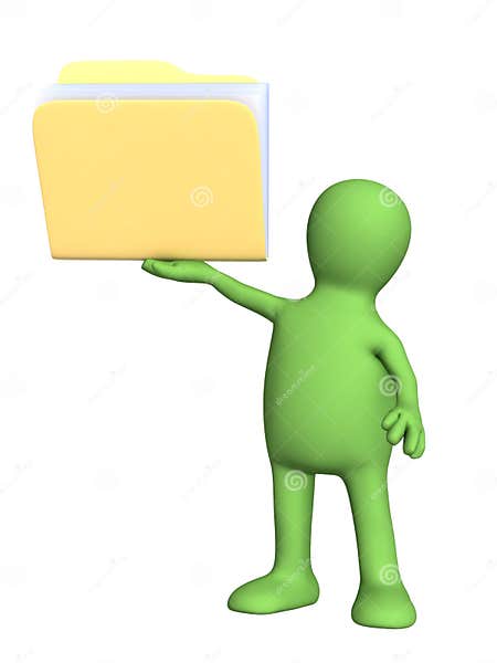 3d puppet with folder stock illustration. Illustration of blank - 6243275