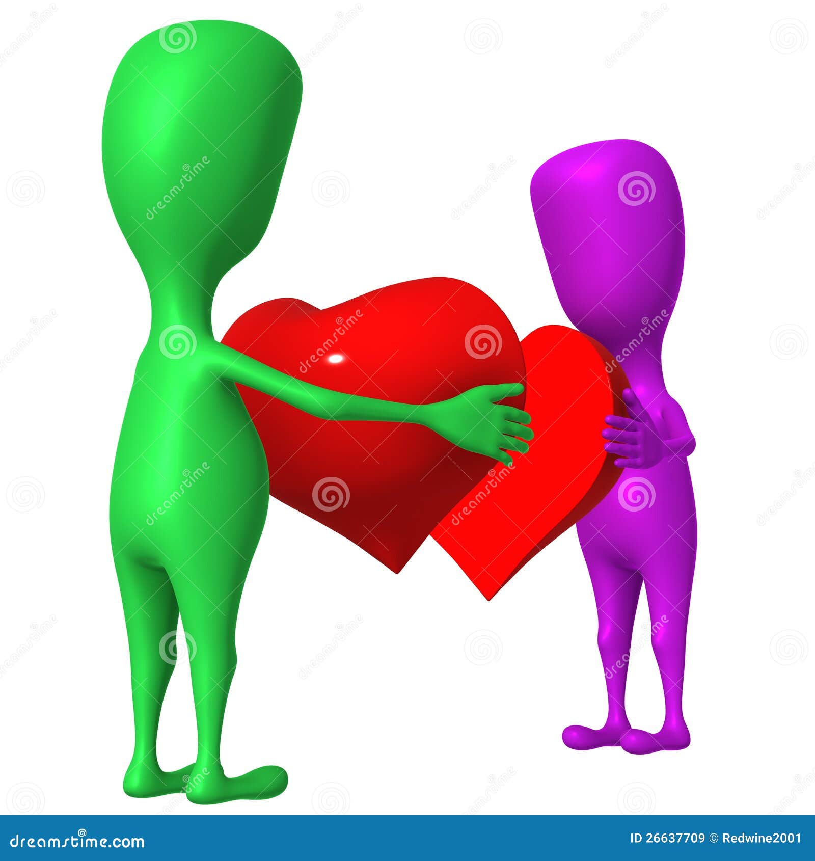 3d Puppet Give To Each Other Heart Stock Illustration - Illustration of ...