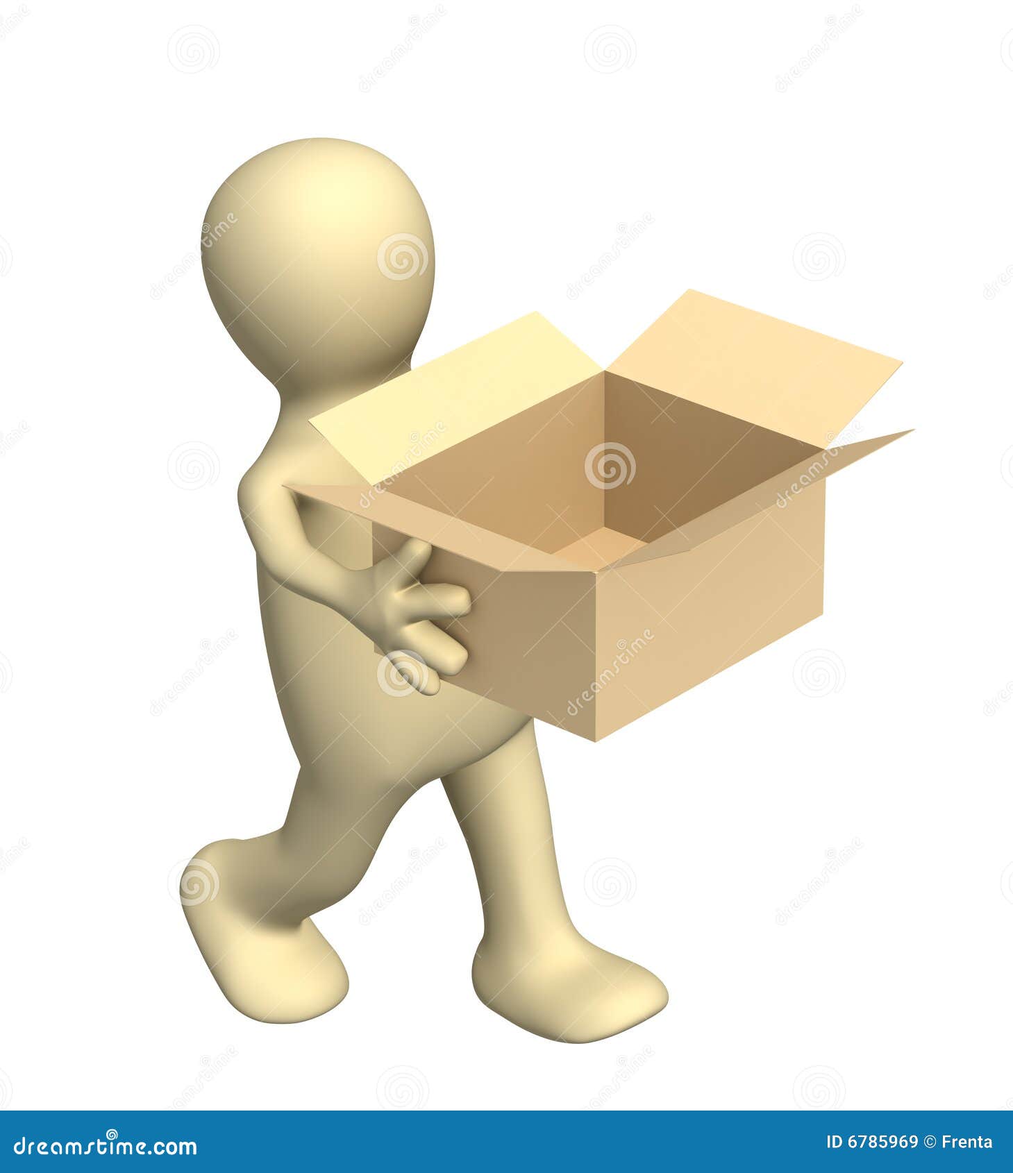3d puppet with opened box stock illustration. Illustration of gift ...