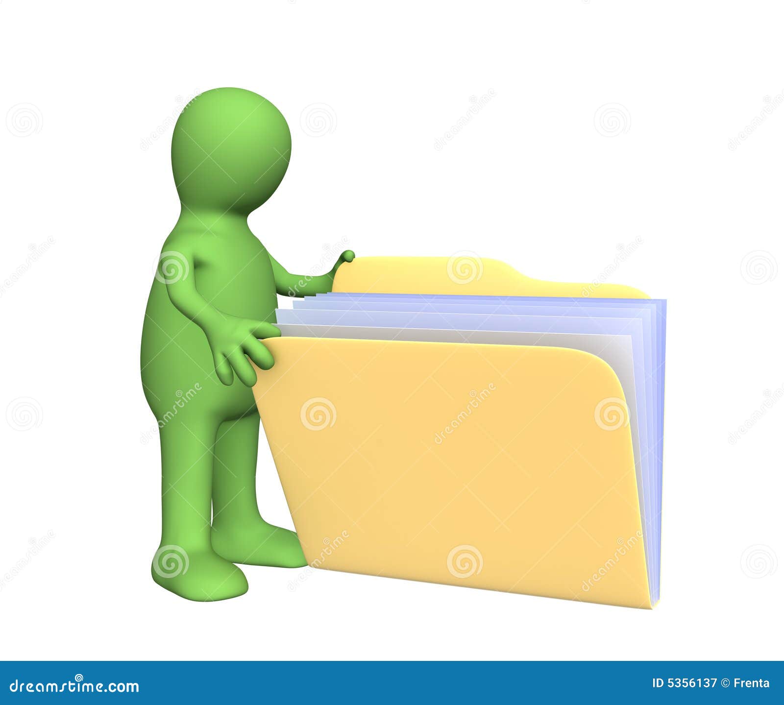 3d Puppet, Opening Folder with Documents Stock Illustration ...