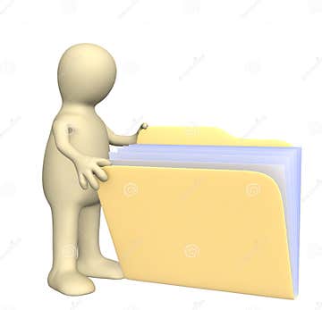 3d Puppet, Opening Folder with Documents Stock Illustration ...