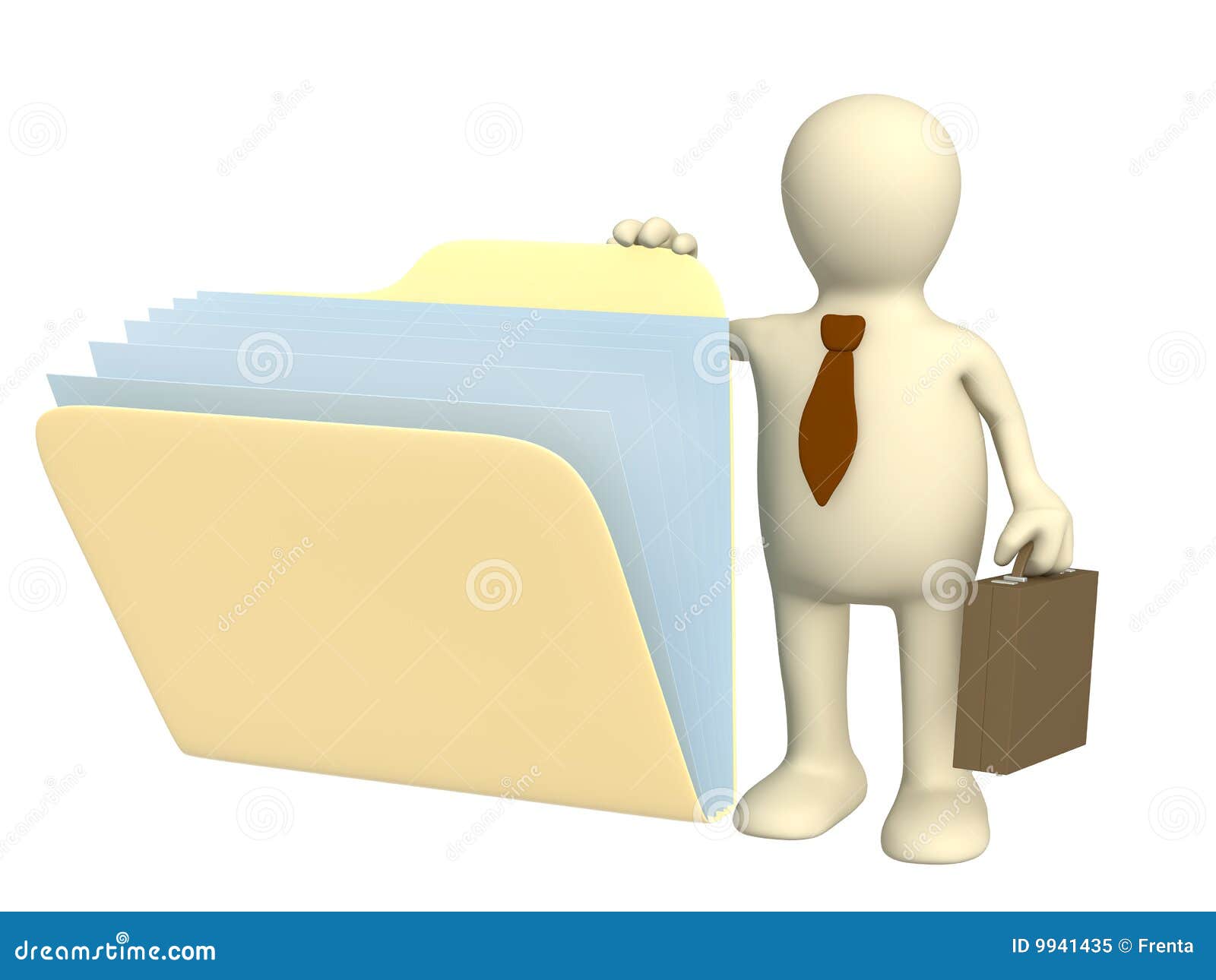 3d Puppet, Opening Folder with Documents Stock Illustration ...