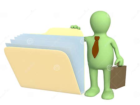 3d Puppet, Opening Folder with Documents Stock Illustration ...