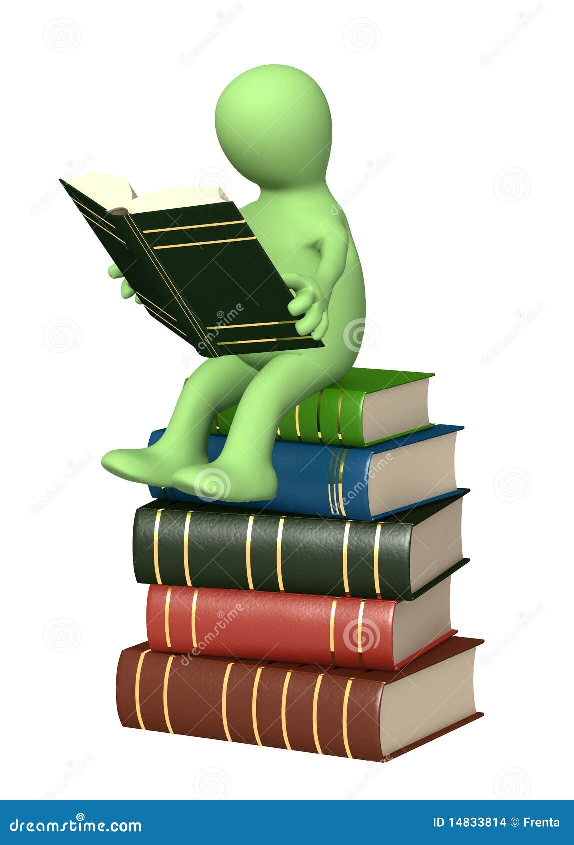 3d Puppet, Reading the Book Stock Illustration - Illustration of ...