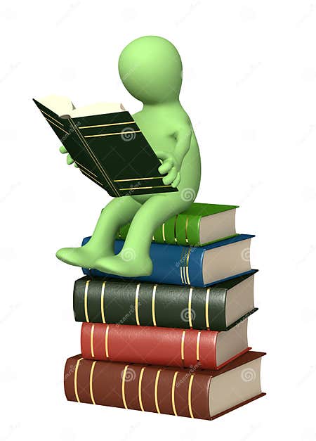 3d Puppet, Reading the Book Stock Illustration - Illustration of ...