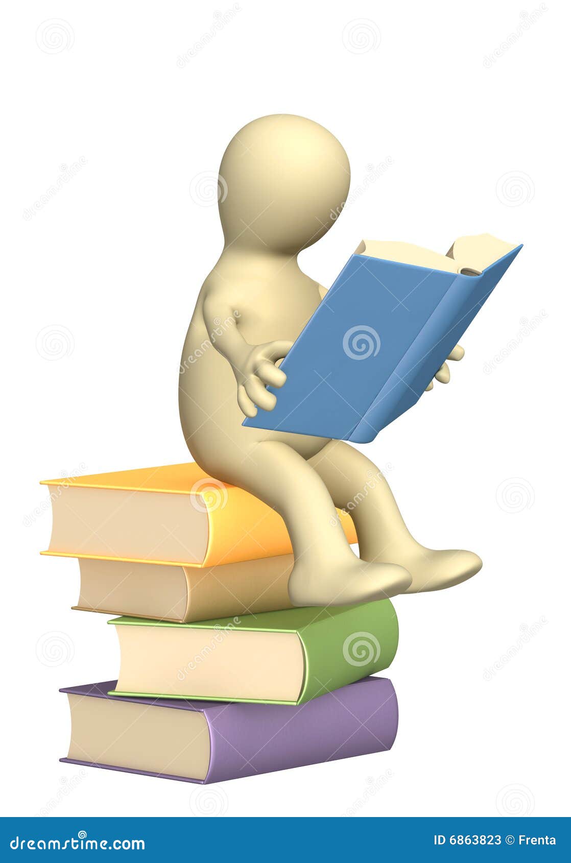 3d Puppet, Reading the Book Stock Illustration - Illustration of heap ...