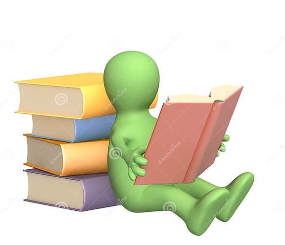 3d Puppet, Reading the Book Stock Illustration - Illustration of ...