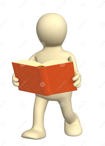 3d Puppet, Reading the Book on the Move Stock Illustration ...
