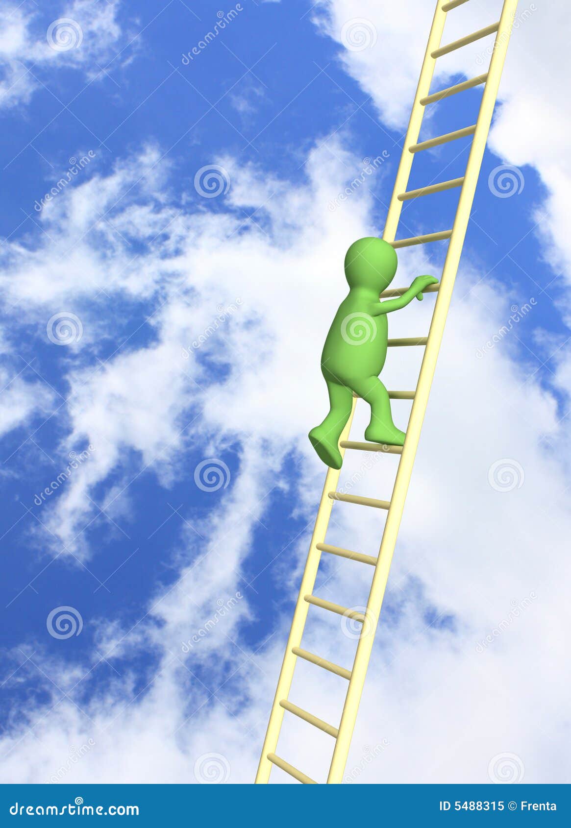 3d Puppet, Rising Upwards on a Ladder Stock Illustration - Illustration ...