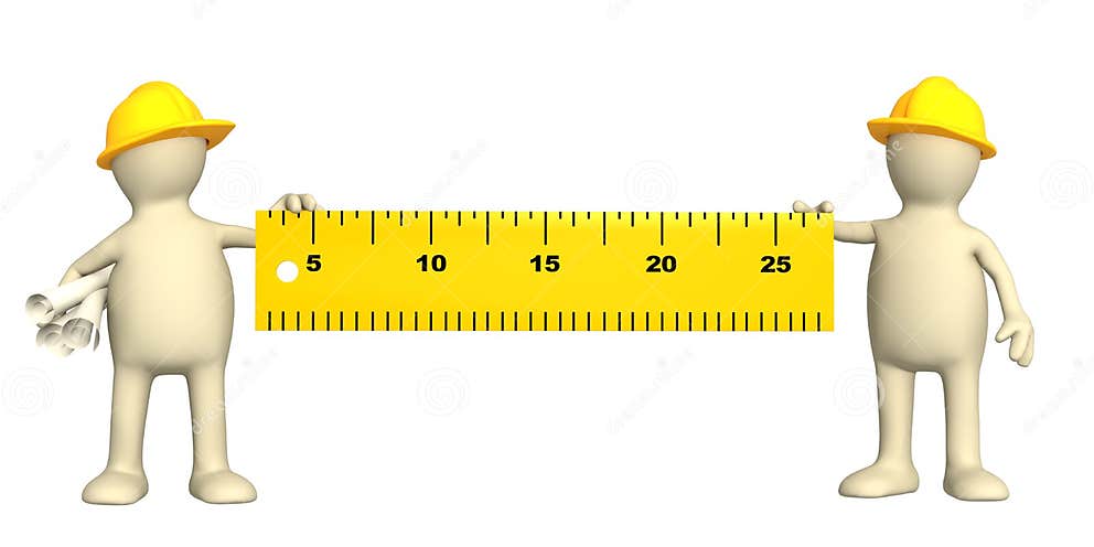 3d Puppets - Builders with Ruler Stock Illustration - Illustration of ...