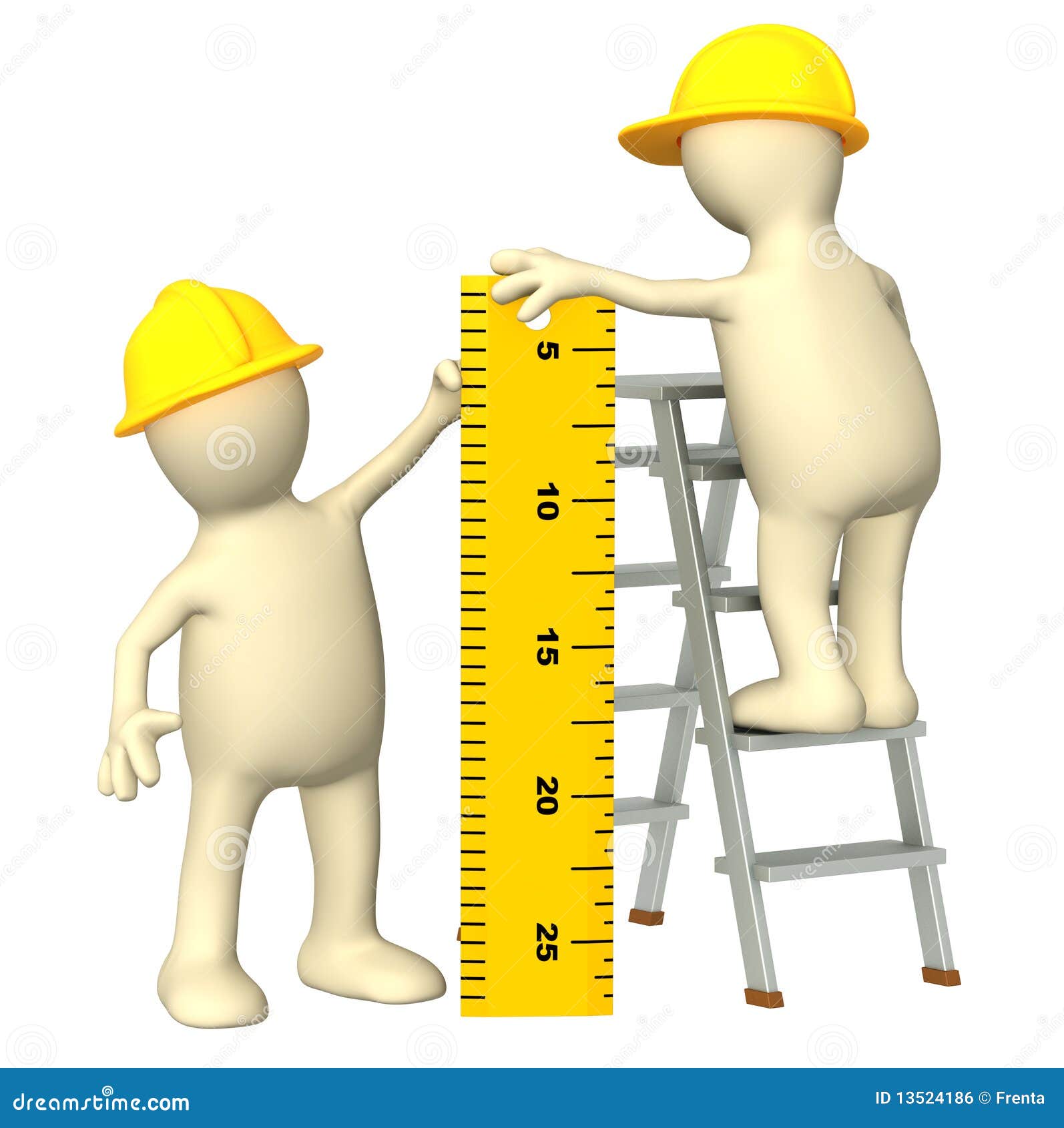 3d Puppets - Builders with Ruler Stock Illustration - Illustration of ...