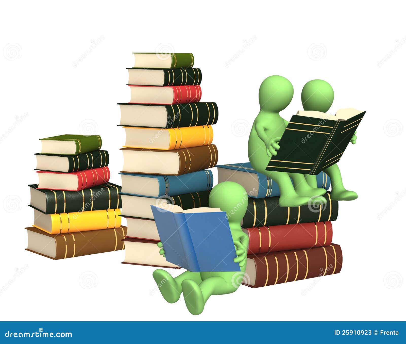 3d Puppets, Reading the Books Stock Illustration - Illustration of ...