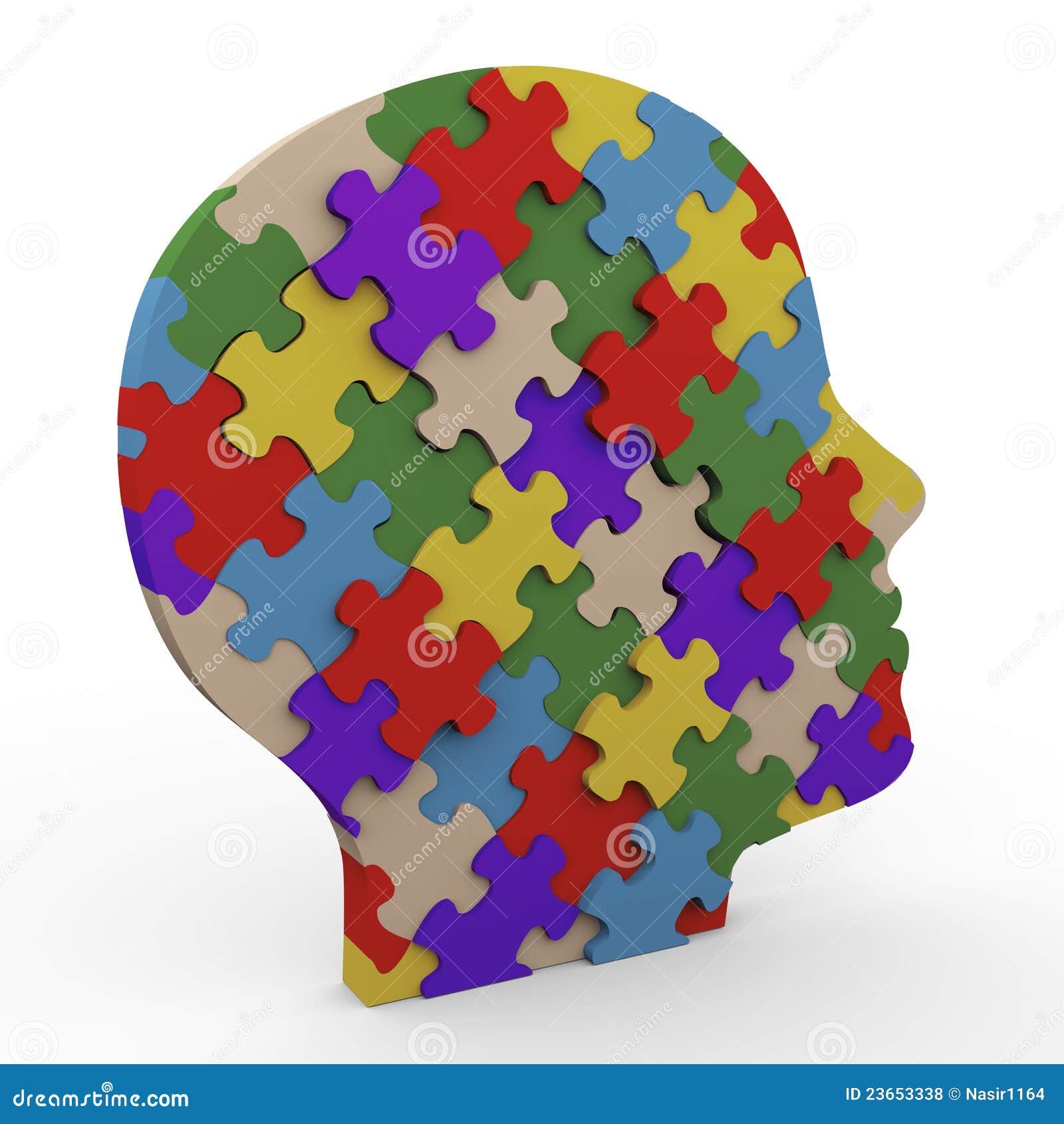 3d puzzle head stock illustration. Illustration of inspiration - 23653338
