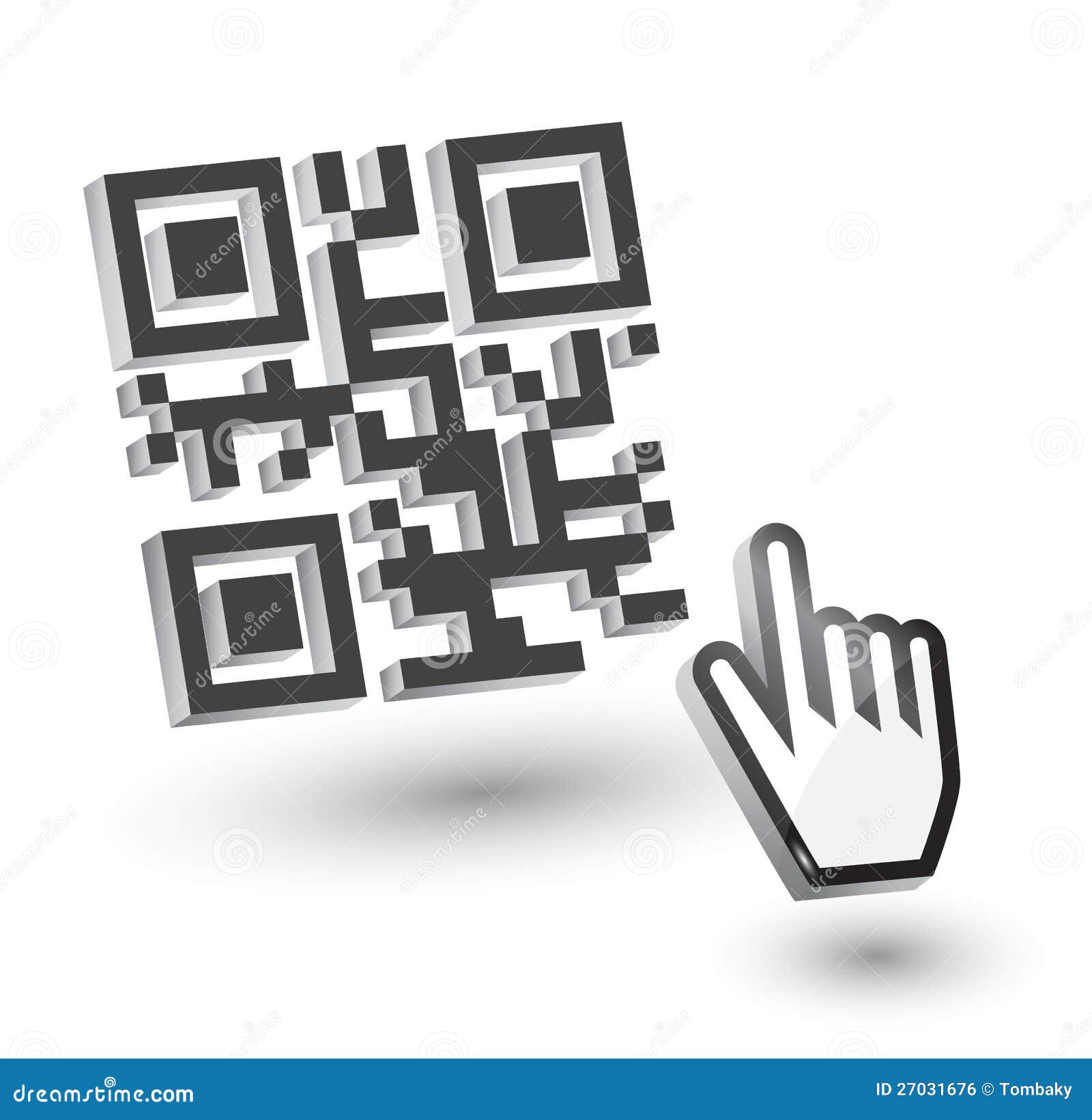 3D QR Code with hand arrow stock vector. Illustration of pointer - 27031676