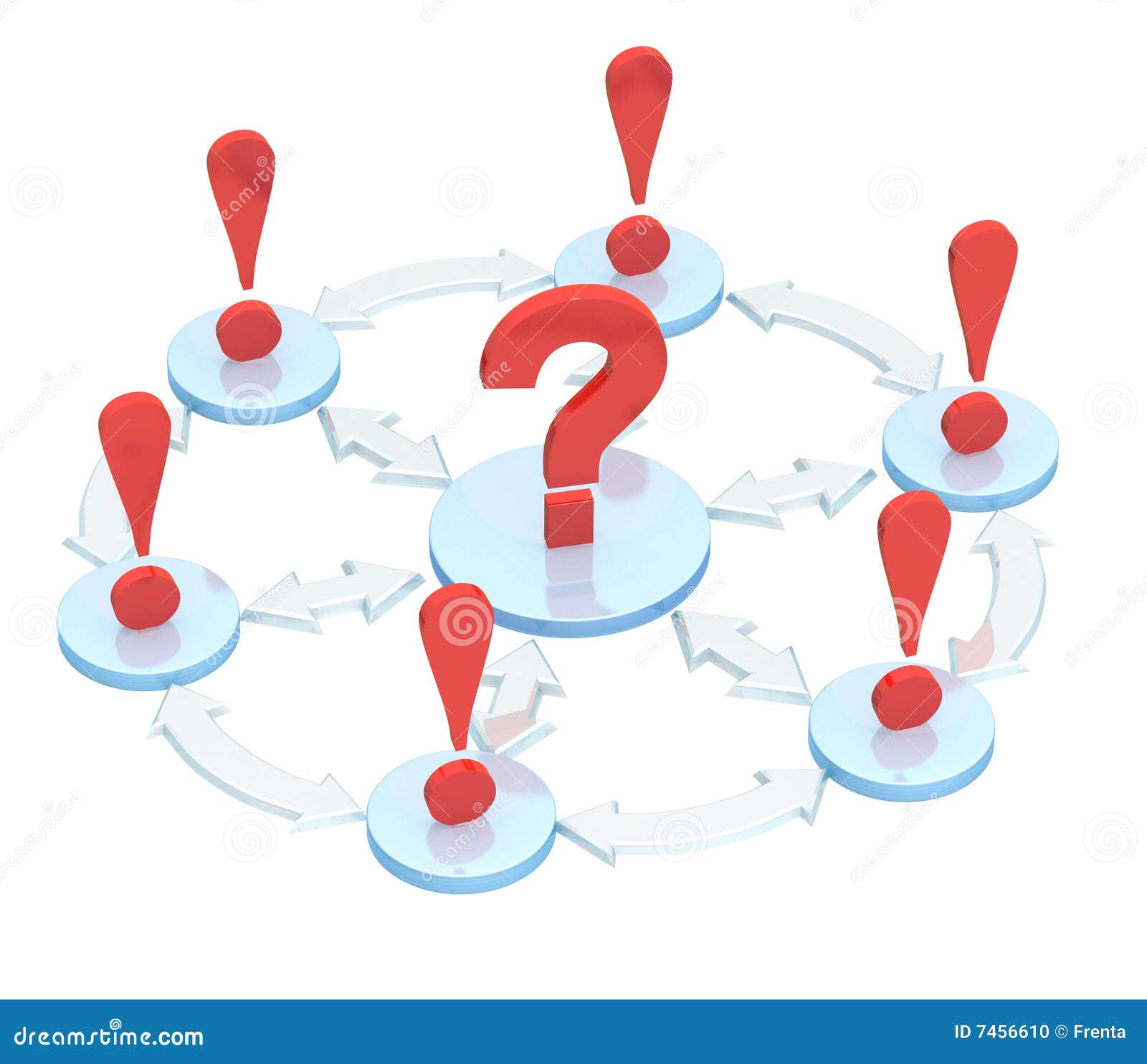 3d Question Mark among Exclamation Marks Stock Illustration ...