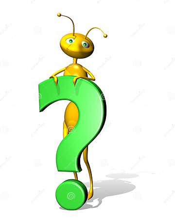 3d Question Mark with Little Ant Stock Illustration - Illustration of ...