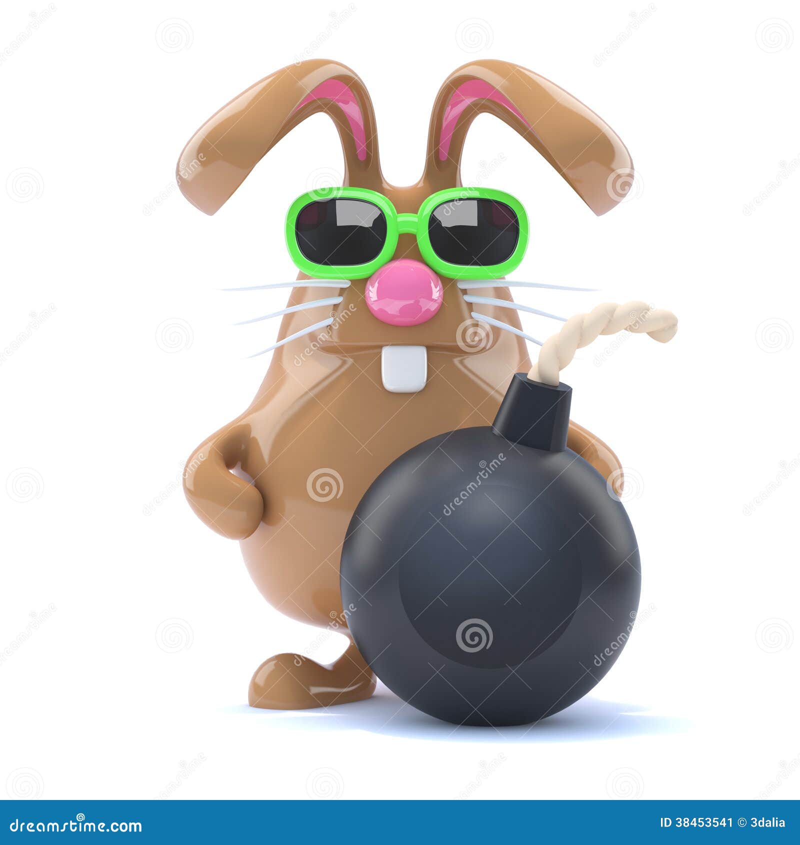 3d Rabbit with a bomb stock vector. Illustration of render - 38453541