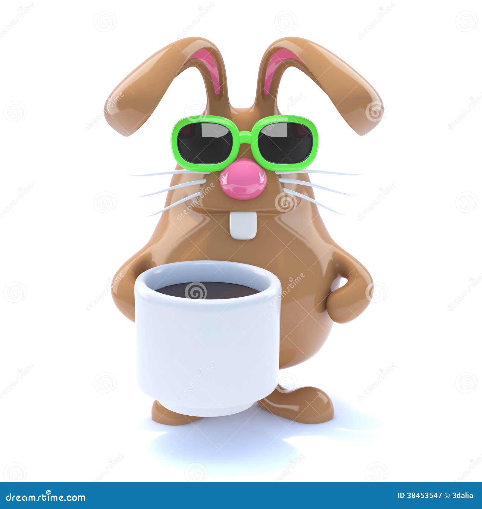 3d Rabbit drinks coffee stock illustration. Illustration of drink ...