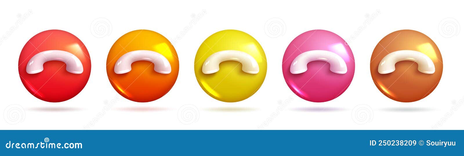 3d Realistic Call Icons Reject Calls in Different Warm Colour Variants ...