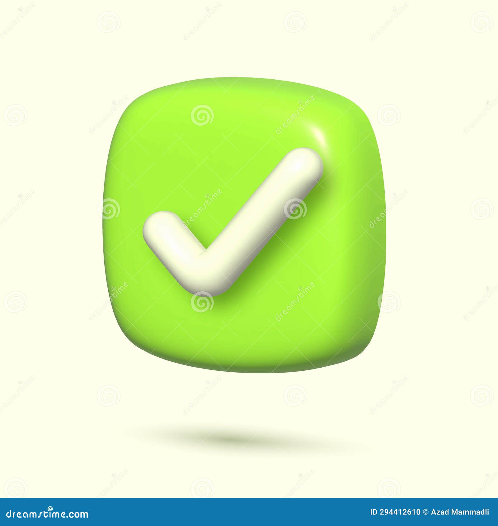 3D Realistic Check Mark Button. Vector Stock Vector - Illustration of ...