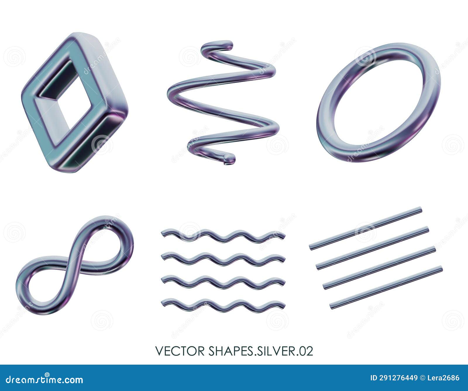 3D Realistic Render Silver Figures. Grey, Platinum Metallic Design ...