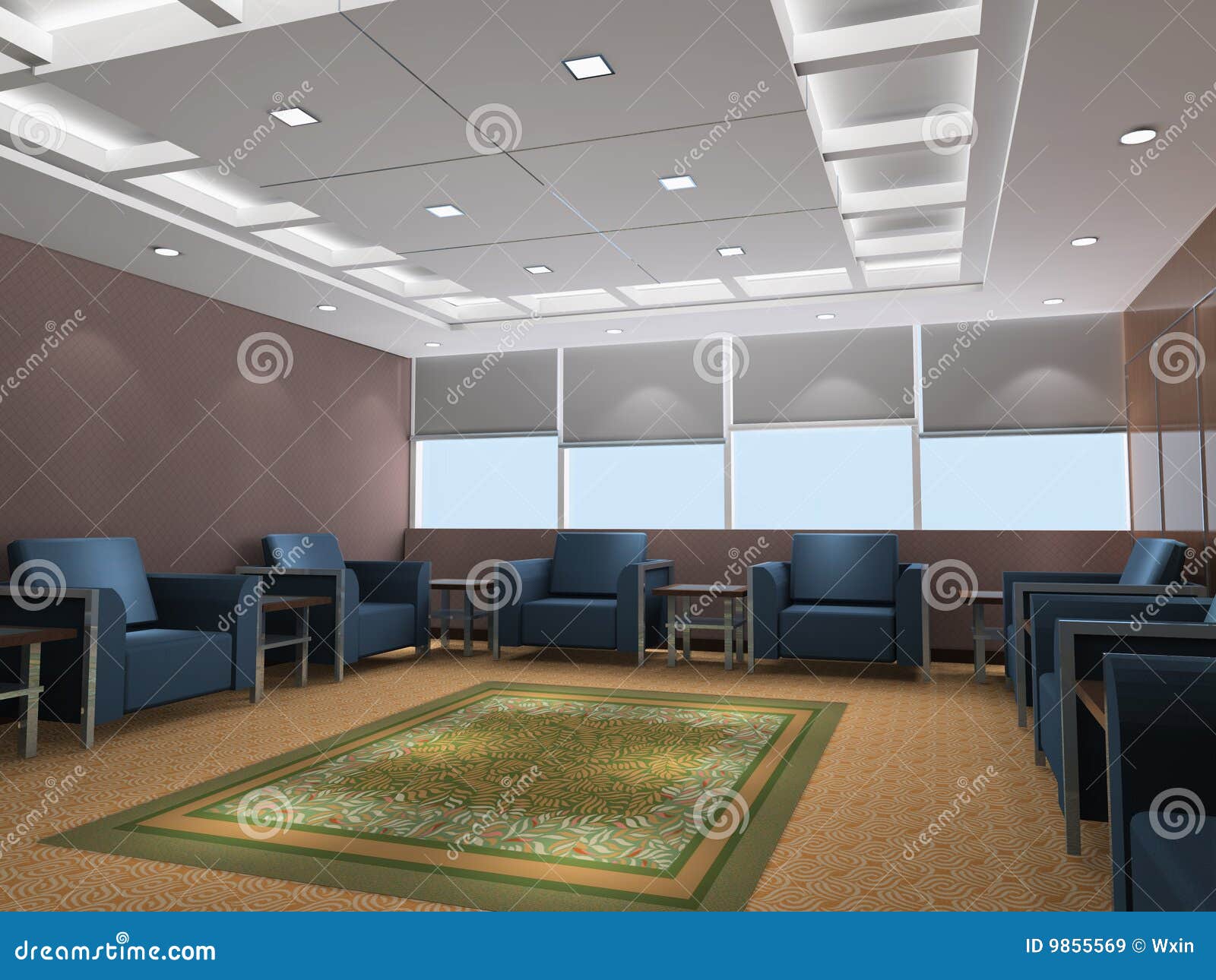 3d Reception Room Rendering Stock Illustration - Illustration of ...