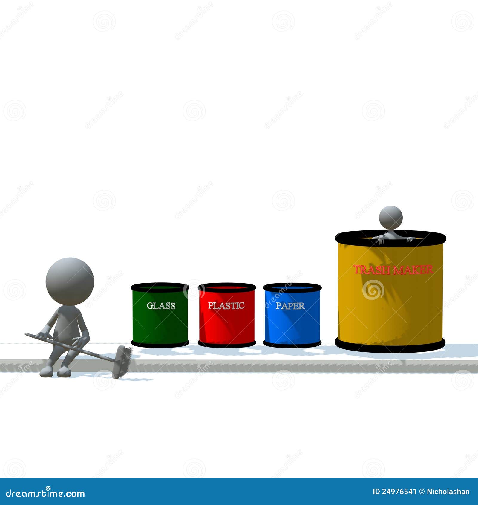 3D Recycle Person and Trash Maker Stock Illustration - Illustration of ...