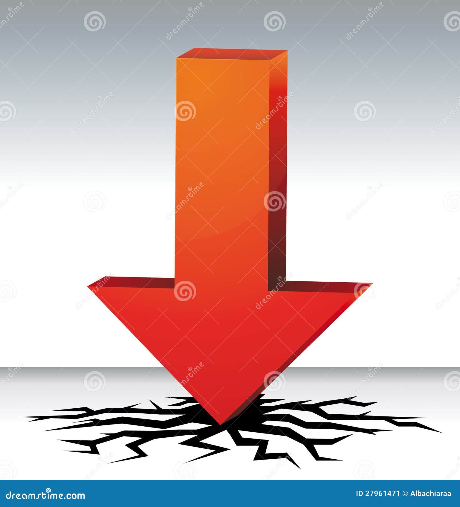 3D red arrow crashing. stock illustration. Illustration of banking ...