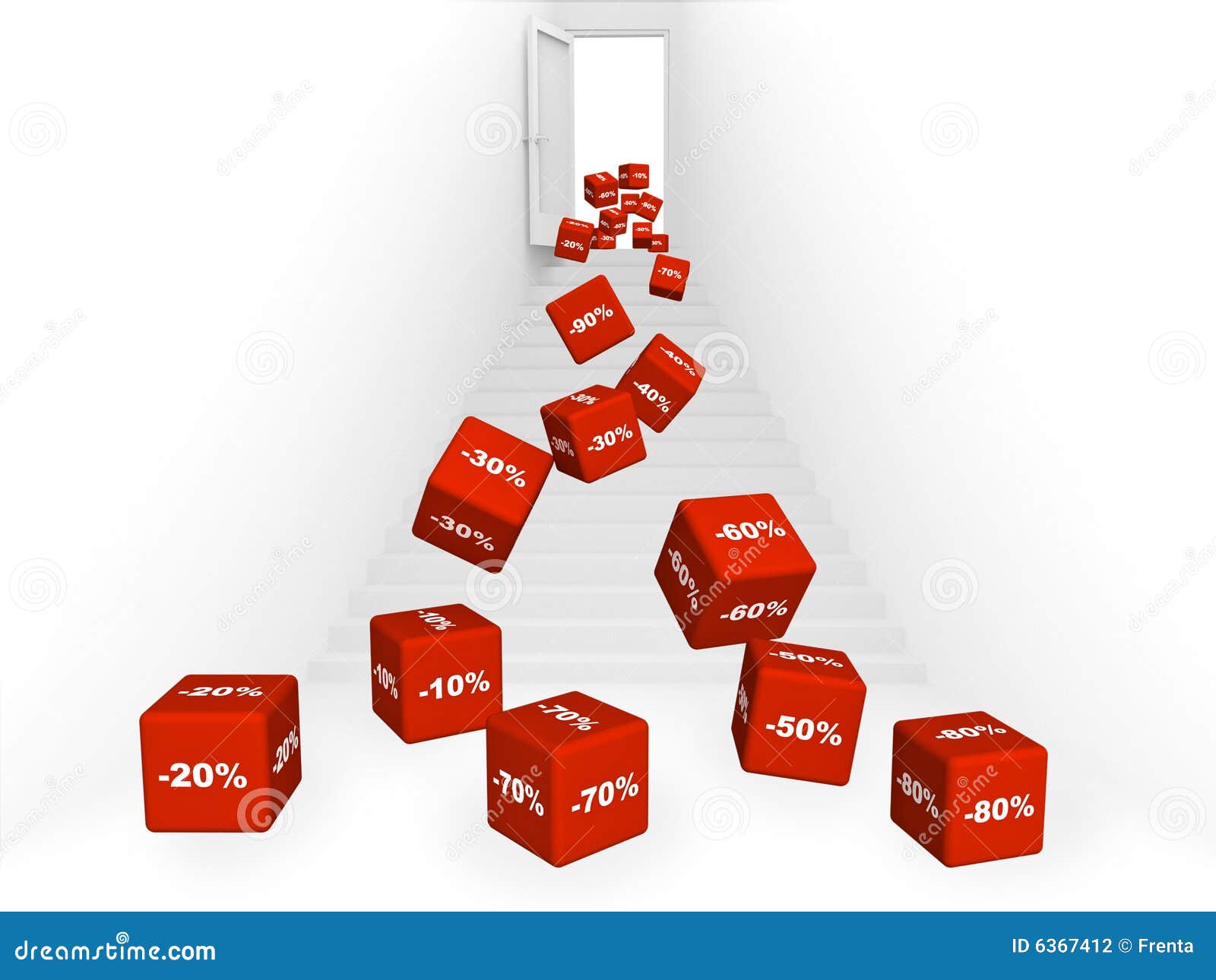 3d Red Boxes with the Goods at a Discount Stock Illustration ...