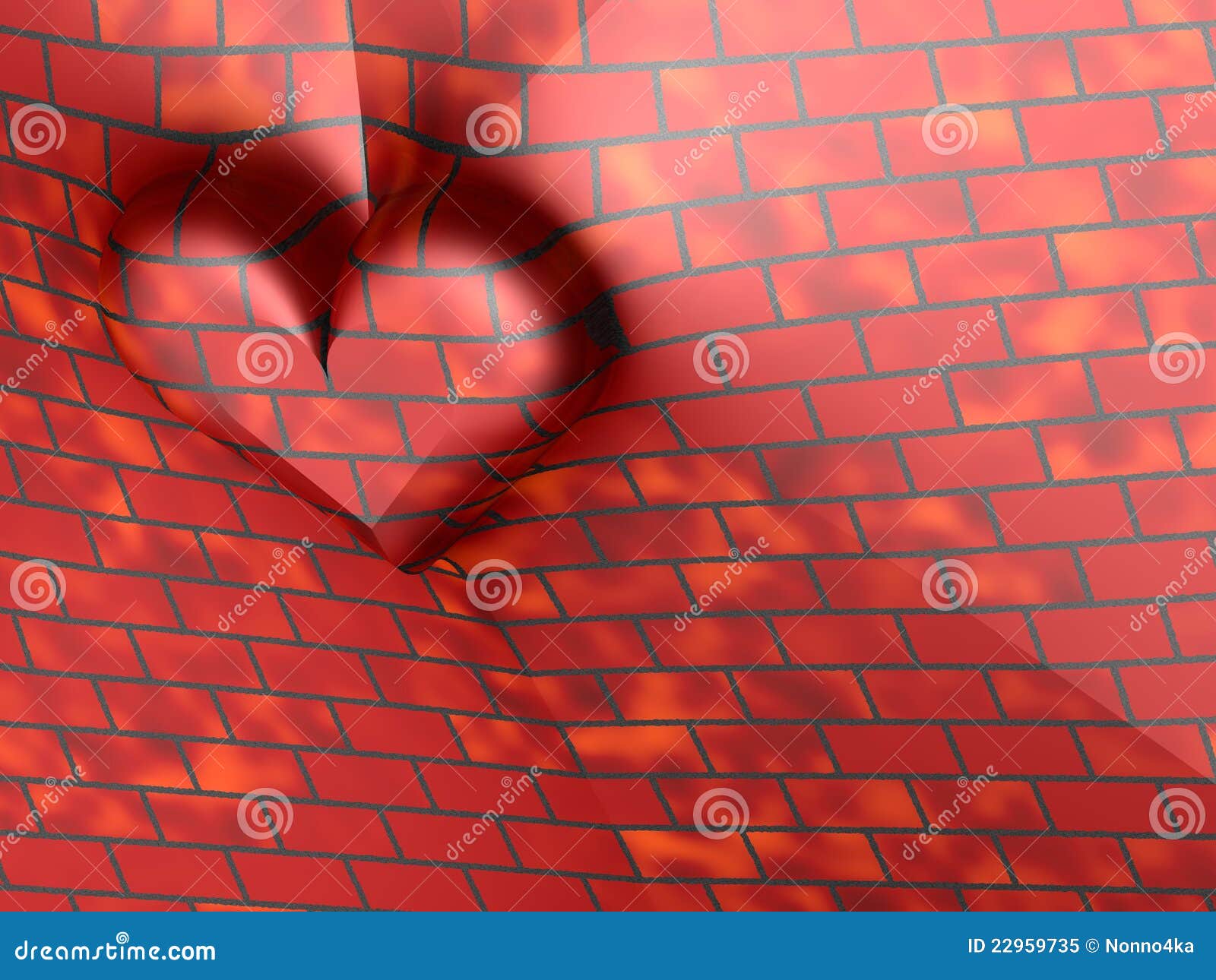 3D red brick heart stock illustration. Illustration of hearts - 22959735