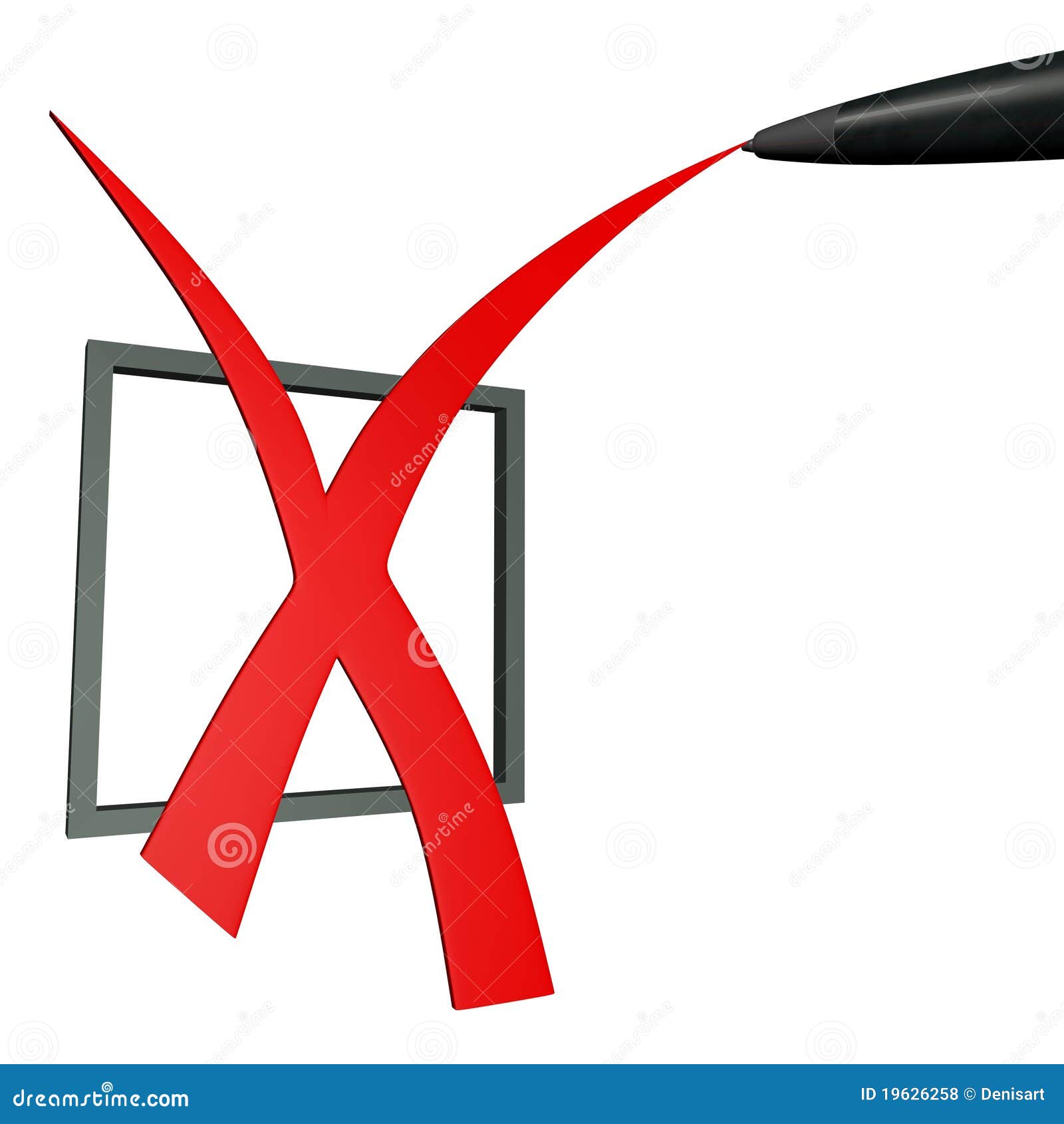3d Red x check mark stock illustration. Illustration of accept - 19626258