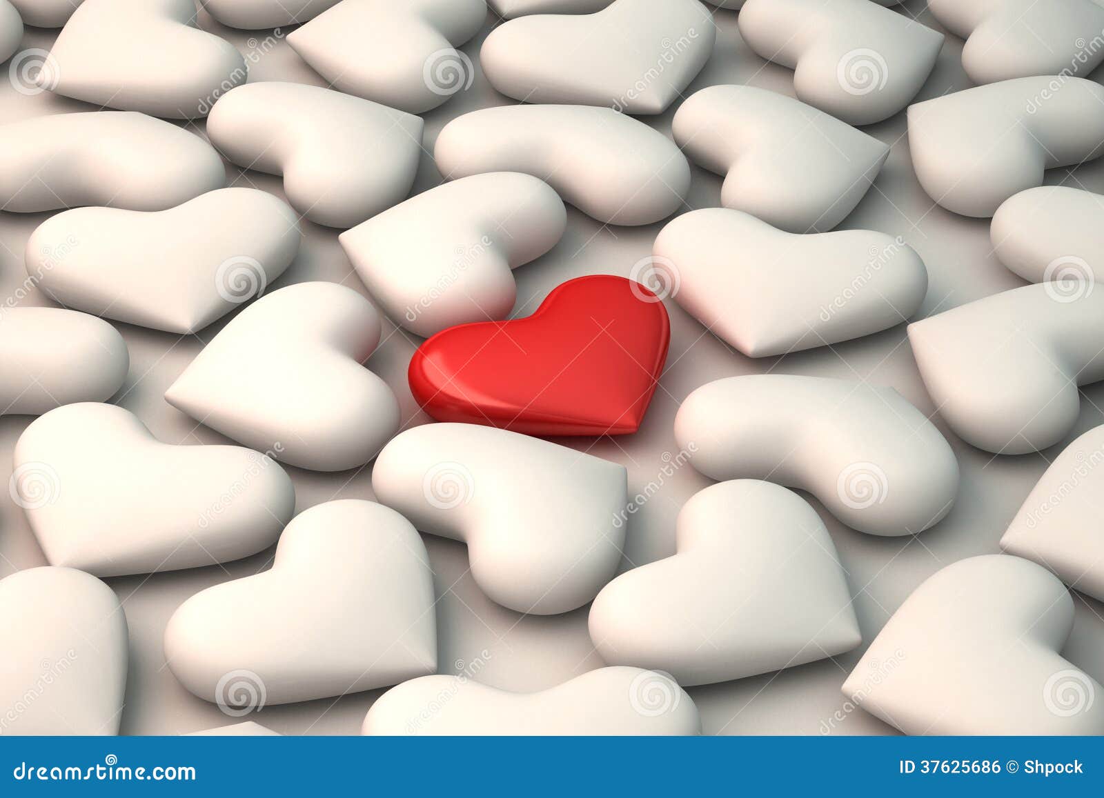 3d Red Heart on White Hearts Background Stock Illustration ...