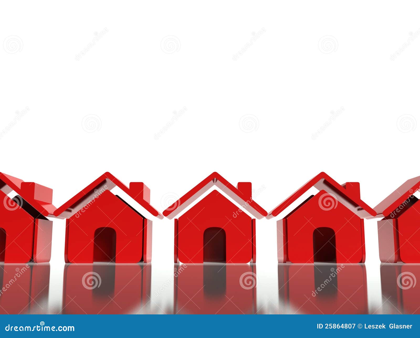 3d Red House Icon, Symbol in Row Stock Illustration - Illustration of ...
