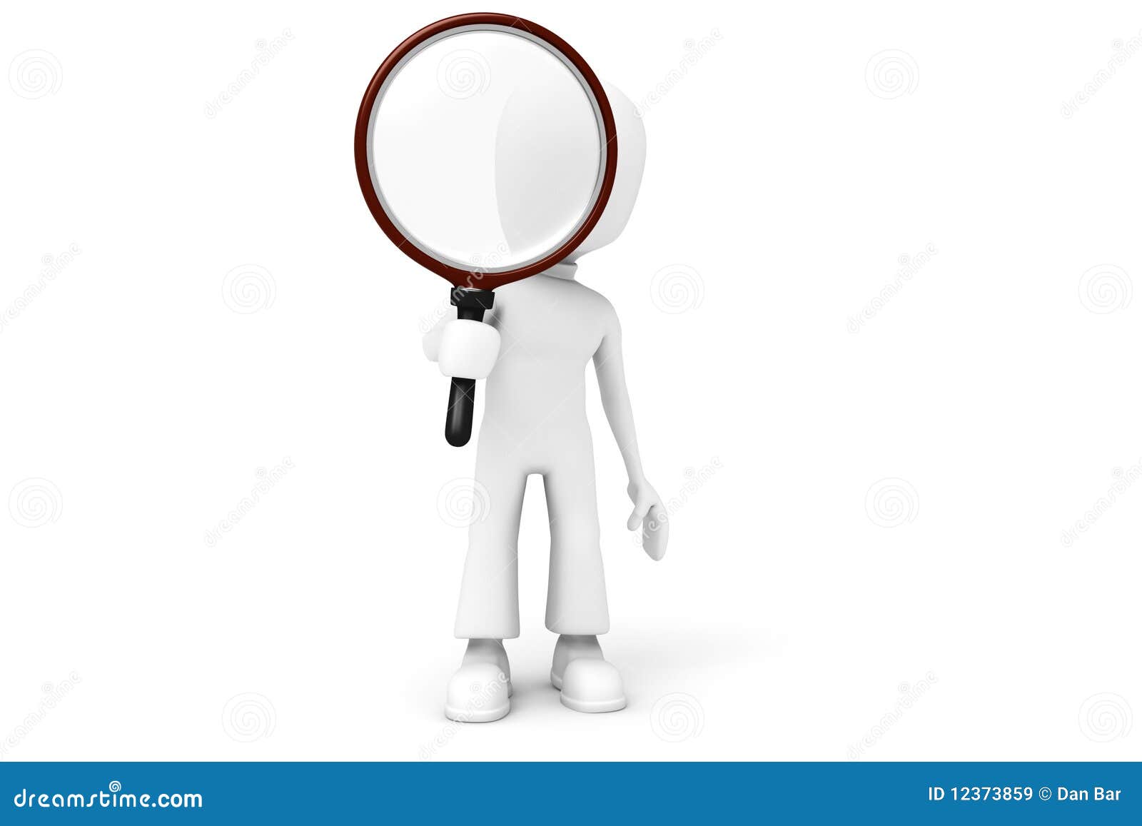 3d Red Man Holding a Magnifier Glass Stock Illustration - Illustration ...