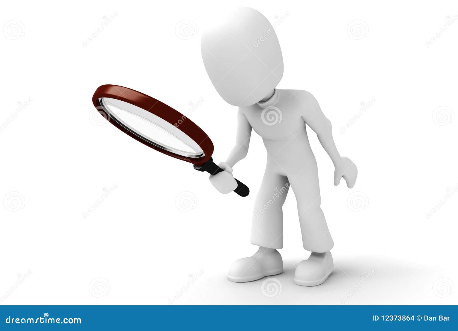 3d Red Man Holding a Magnifier Glass Stock Illustration - Illustration ...