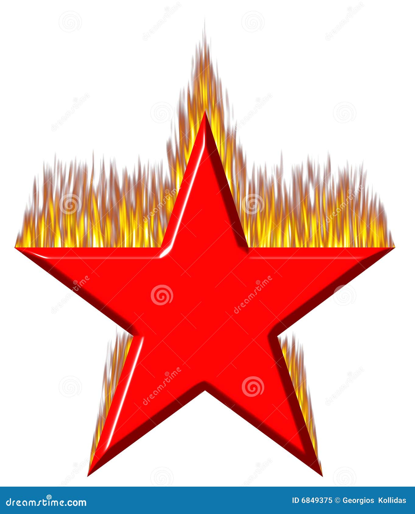 3D Red Star on Fire stock illustration. Illustration of flames - 6849375