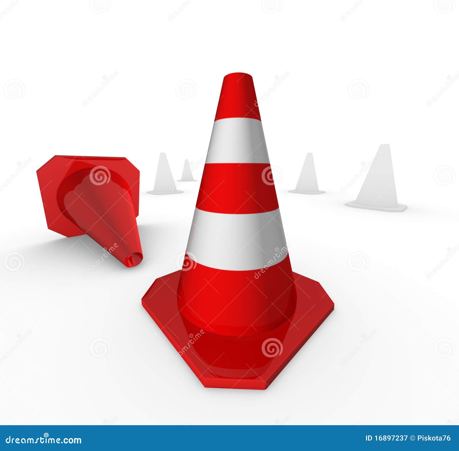 3d red traffic cones stock illustration. Illustration of stop - 16897237