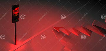 3d Red Traffic Light and Arrow Stock Illustration - Illustration of ...