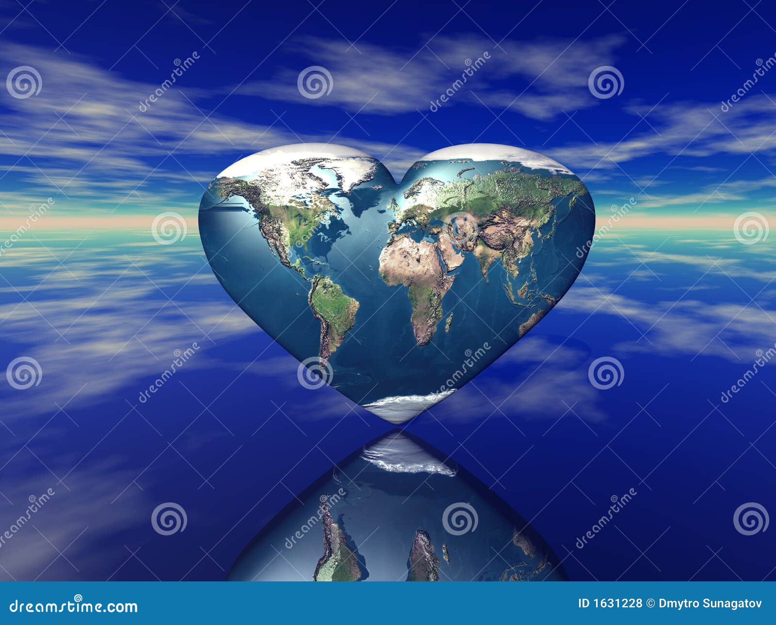 3D Rendem Da Terra Dada Forma Coração Do Planeta Fotos de Stock Royalty ...