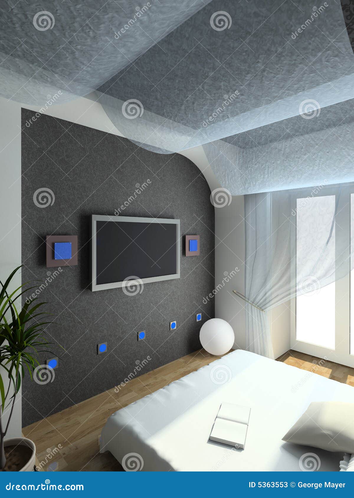 3D Rendem O Interior Moderno Do Quarto Ilustração Stock - Ilustração de ...