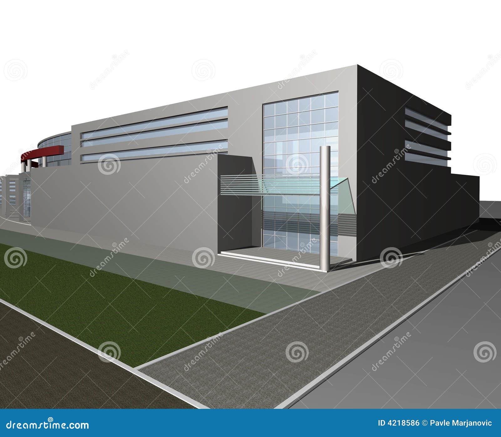 3d Render of Business Center Stock Illustration - Illustration of glass ...