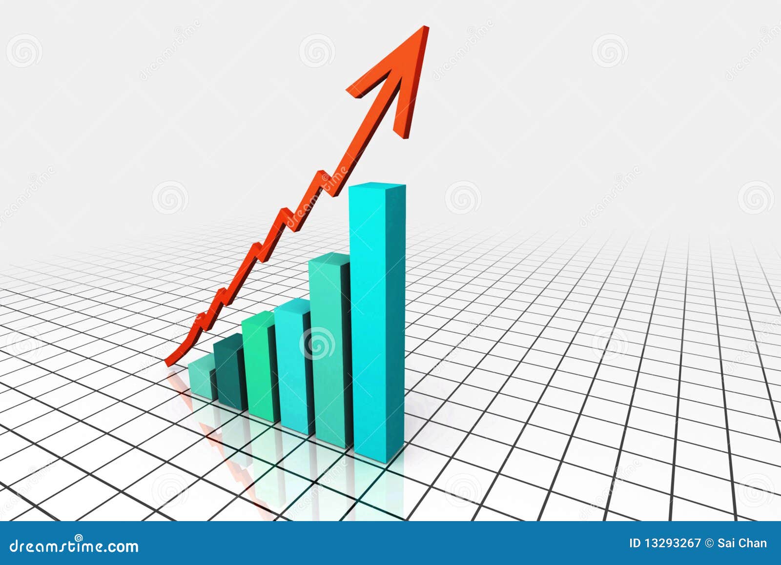 3d Render Business Graph with Arrow Stock Illustration - Illustration ...
