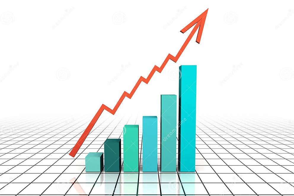 3d Render Business Graph with Going Up Arrow Stock Illustration ...