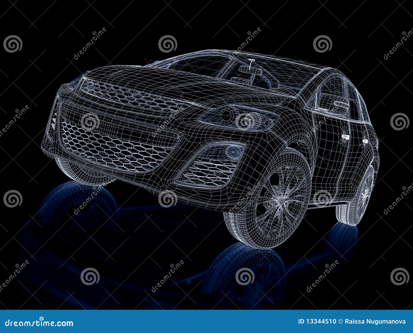 3d render car. Wireframe. stock illustration. Illustration of wireframe ...
