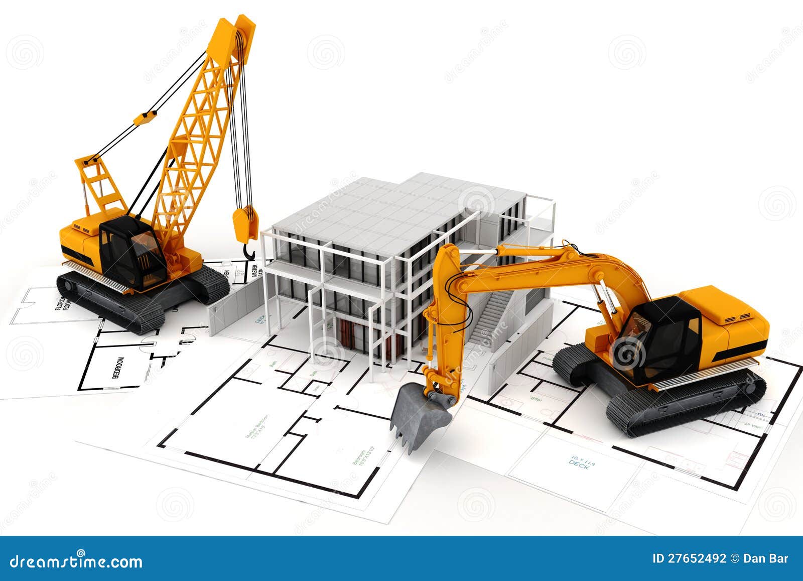 3d Render of Construction Concept Stock Illustration - Illustration of ...
