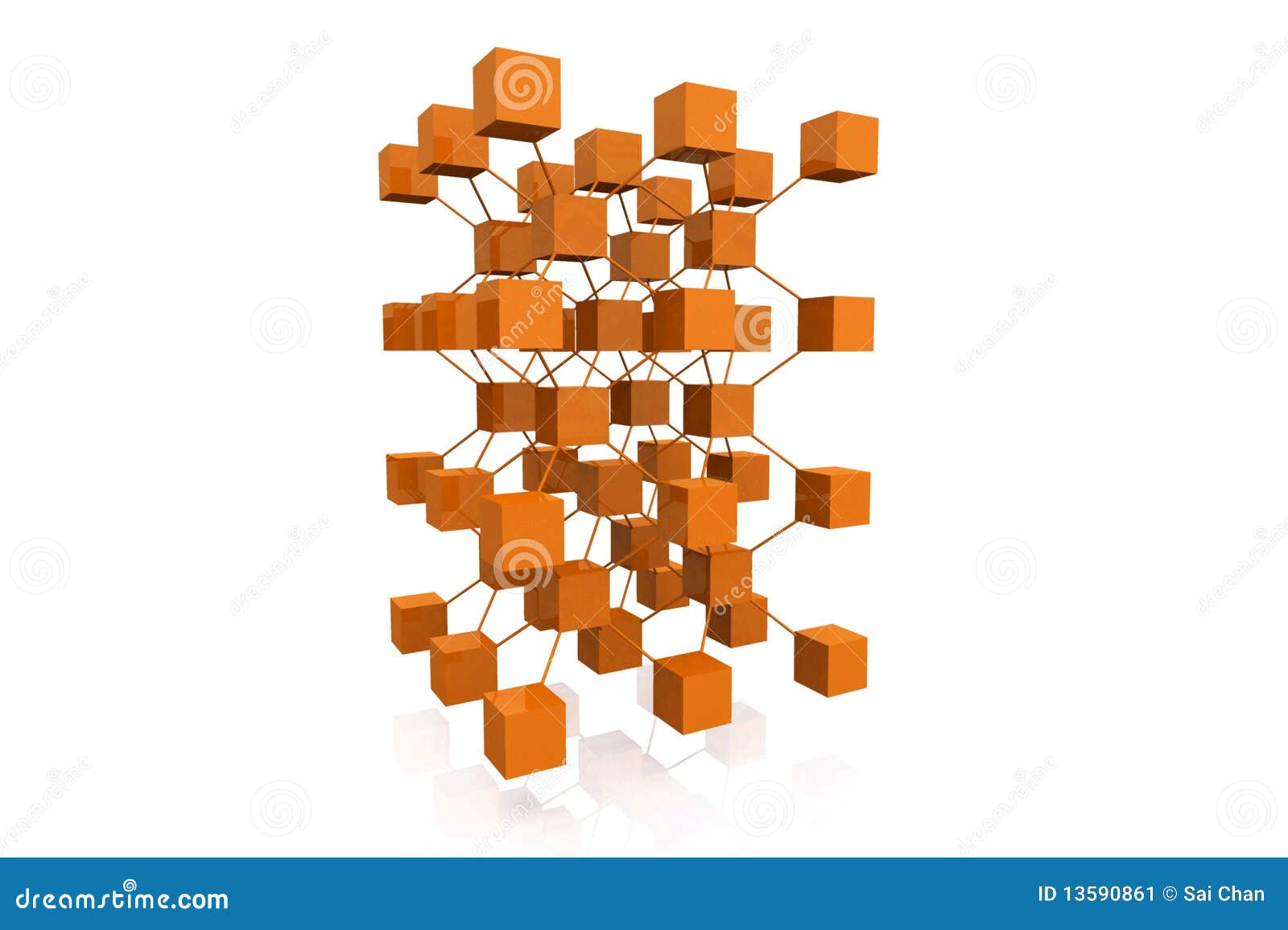 3D Render Cubes with Connections Stock Illustration - Illustration of ...